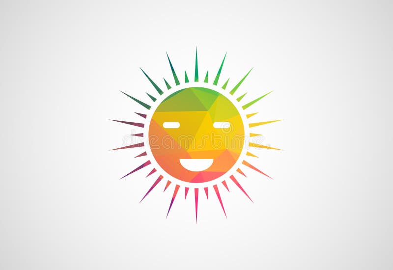 Low Poly and Sun Logo, Vector Design Concept Stock Illustration ...