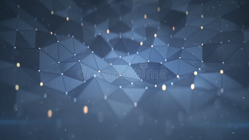Low Poly Surface with Glowing Nodes 3D Render Illustration Stock ...