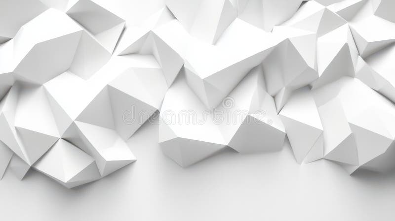 Low Poly Texture in a Clean White, 3D Visualization Stock Illustration ...