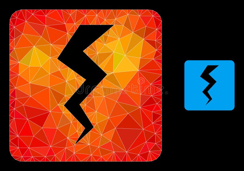 Vector Triangle Filled Thunder Crack Icon with Fire Gradient Stock ...