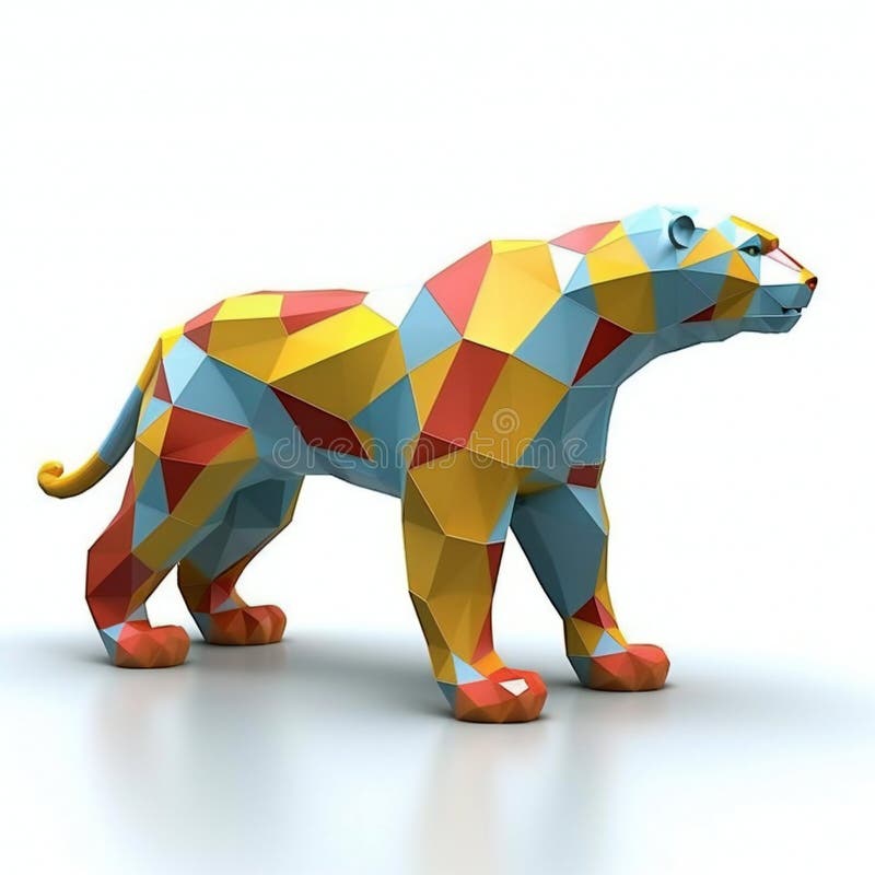 Low Poly Tiger Isolated on White Background Stock Illustration ...