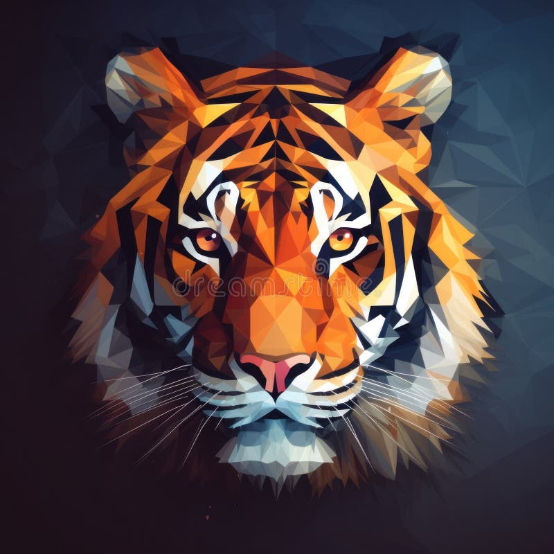 Low Poly Tiger Portrait in Surreal Style Stock Illustration ...