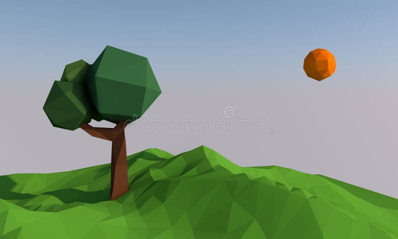 Low poly tree stock illustration. Illustration of crystal - 68347755