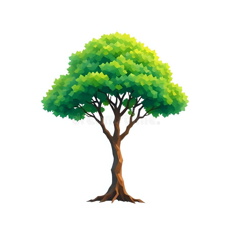 Low Poly Tree Icon Isolated on White Background. AI Generated Image ...