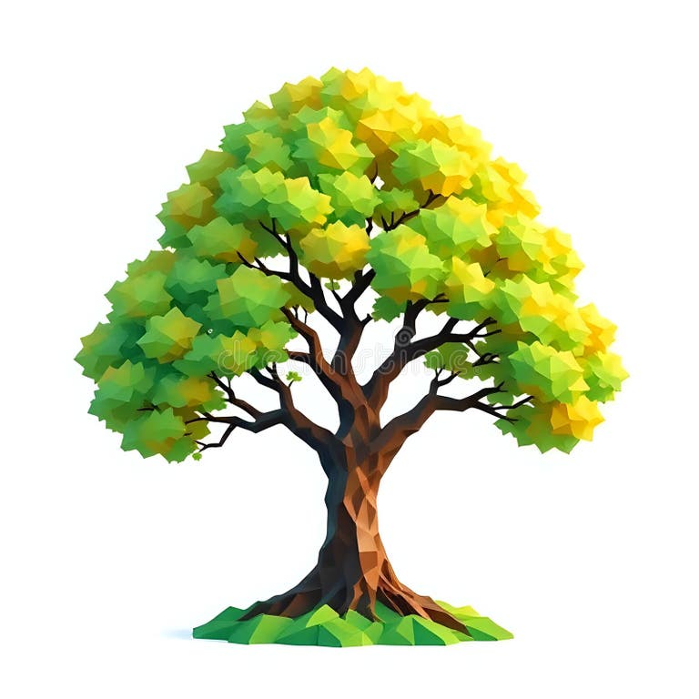 Low Poly Tree Icon Isolated on White Background. AI Generated Image ...