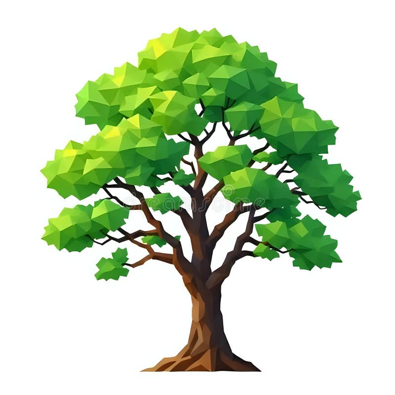 Low Poly Tree Icon Isolated on White Background. AI Generated Image ...