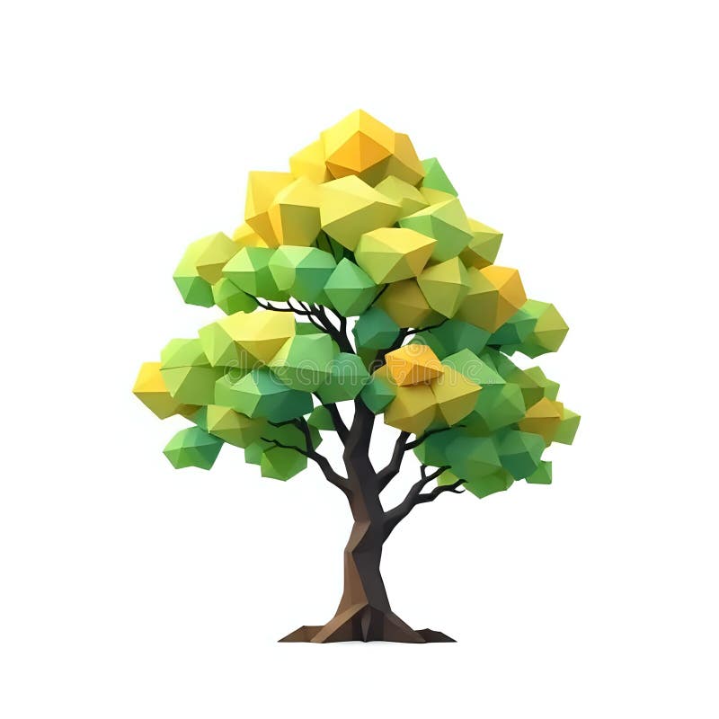 Low Poly Tree Icon Isolated on White Background. AI Generated Image ...