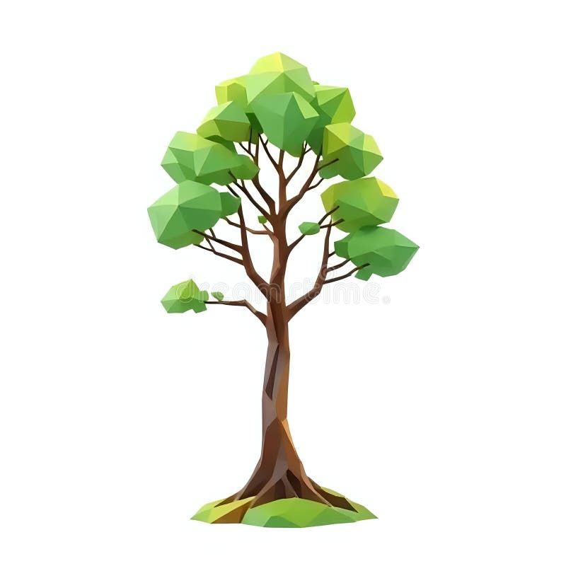Low Poly Tree Icon Isolated on White Background. AI Generated Image ...