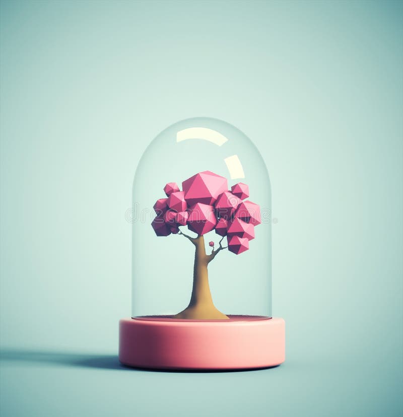 Low Poly Tree Inside a Glass Capsule Stock Illustration - Illustration ...