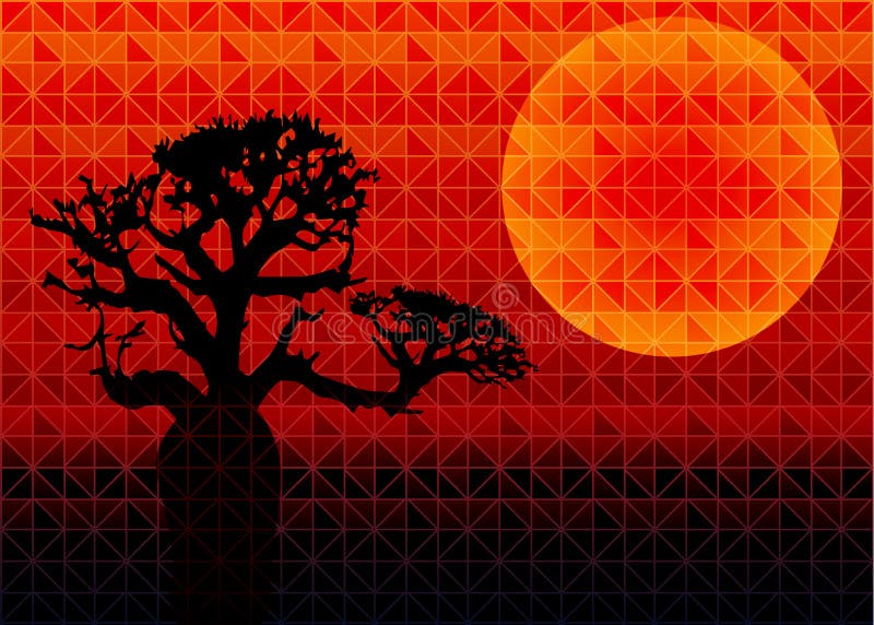 Low Poly Triangle Geometrical Background with Sun Over Sunset and ...