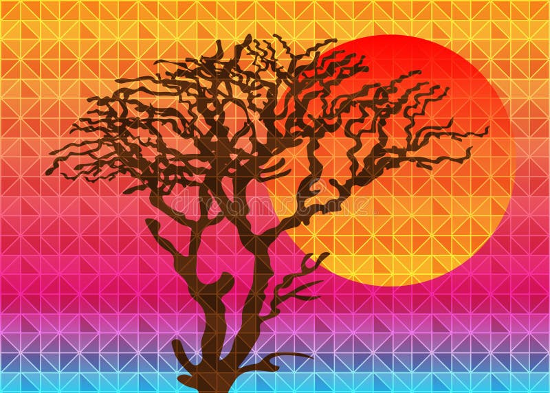 Low Poly Triangle Geometrical Background with Sun Over Sunset ...