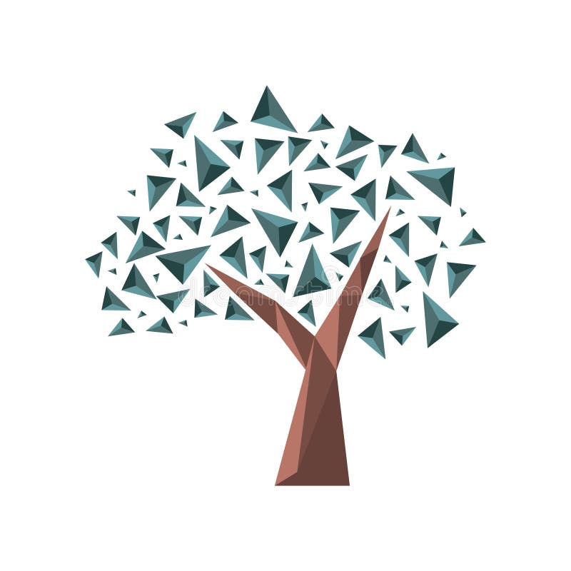 Low-Poly Triangular Leaf Pattern Vector, Abstract Geometric Tree Stock ...
