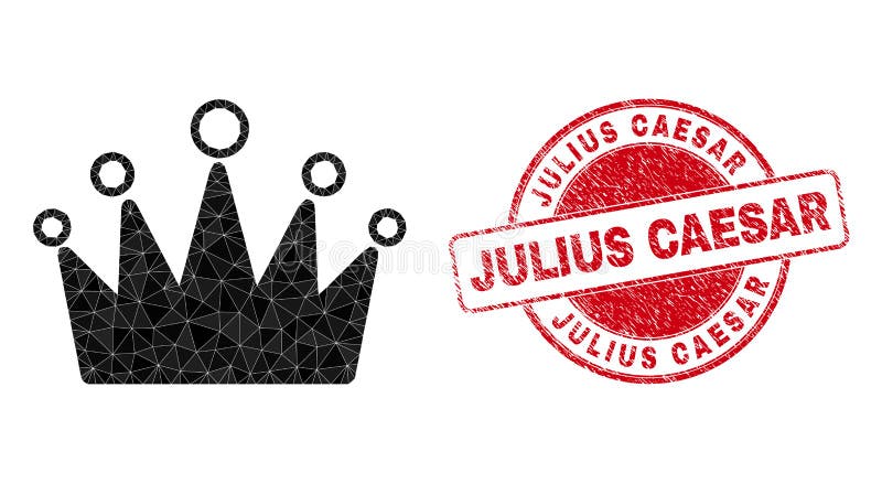 Grunge Julius Caesar Round Seal and Crown Lowpoly Icon Stock Vector ...