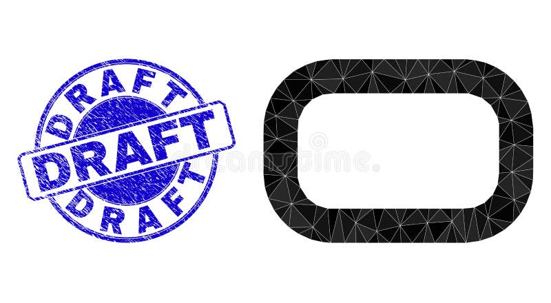 Distress Draft Round Stamp Seal and Empty Rounded Rectangle Triangle ...
