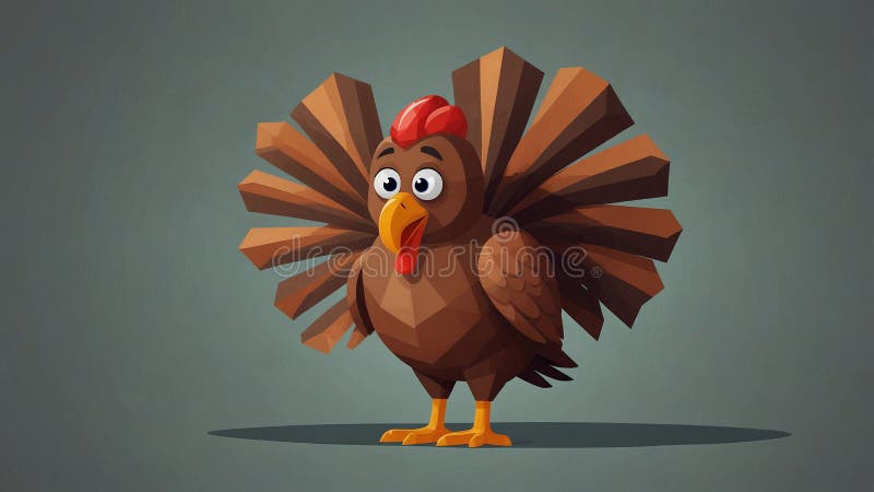 Low-Poly Turkey Sculpture with Geometric Design on Minimalistic ...