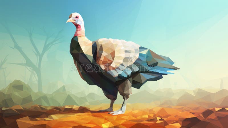 A Low Poly Turkey Standing in the Middle of a Field Stock Illustration ...
