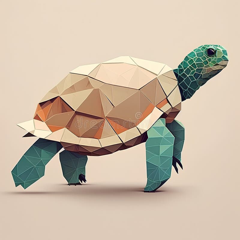 Low Poly Turtle Isolated on a White Background. Polygonal Style Stock ...