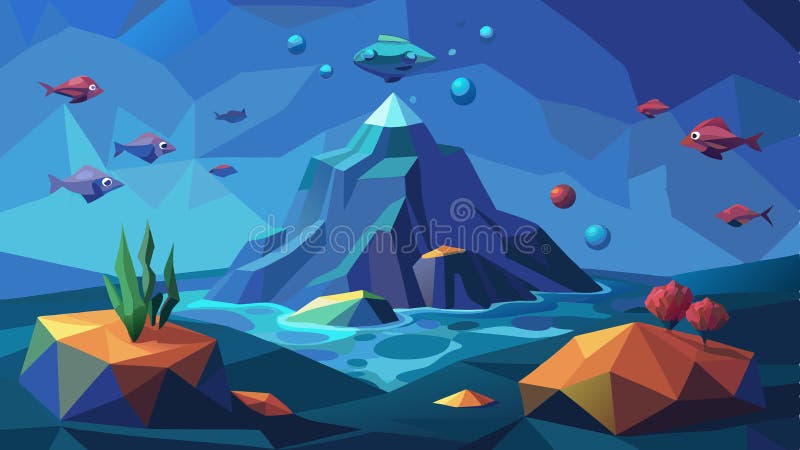 Low Poly Underwater Illustration Art Stock Vector - Illustration of ...