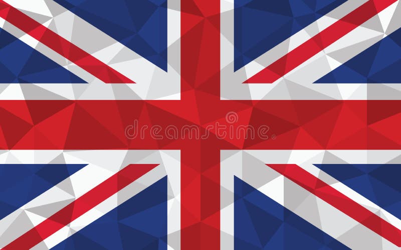 Low Poly United Kingdom Flag Vector Illustration. Triangular British ...