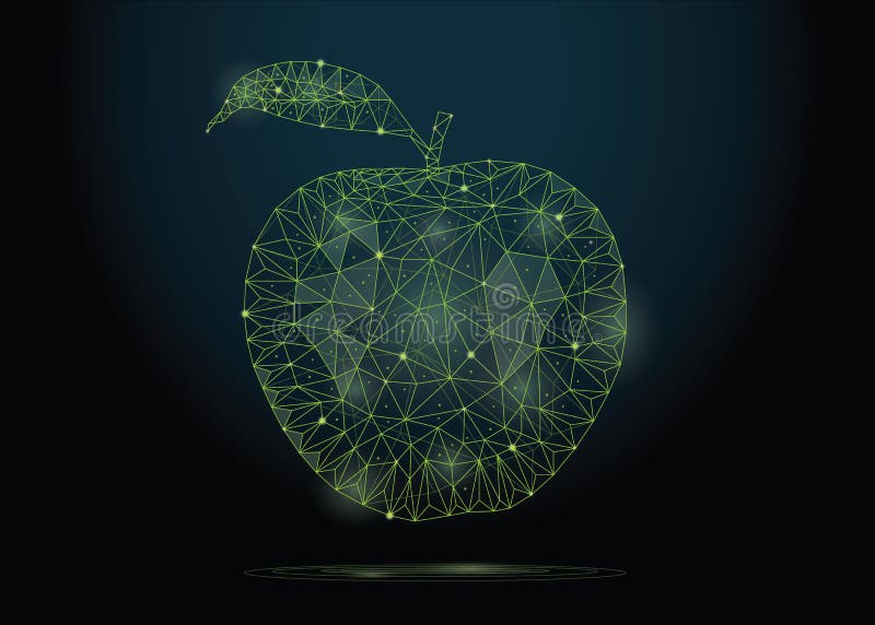 Low poly green apple stock vector. Illustration of crystal - 116661429