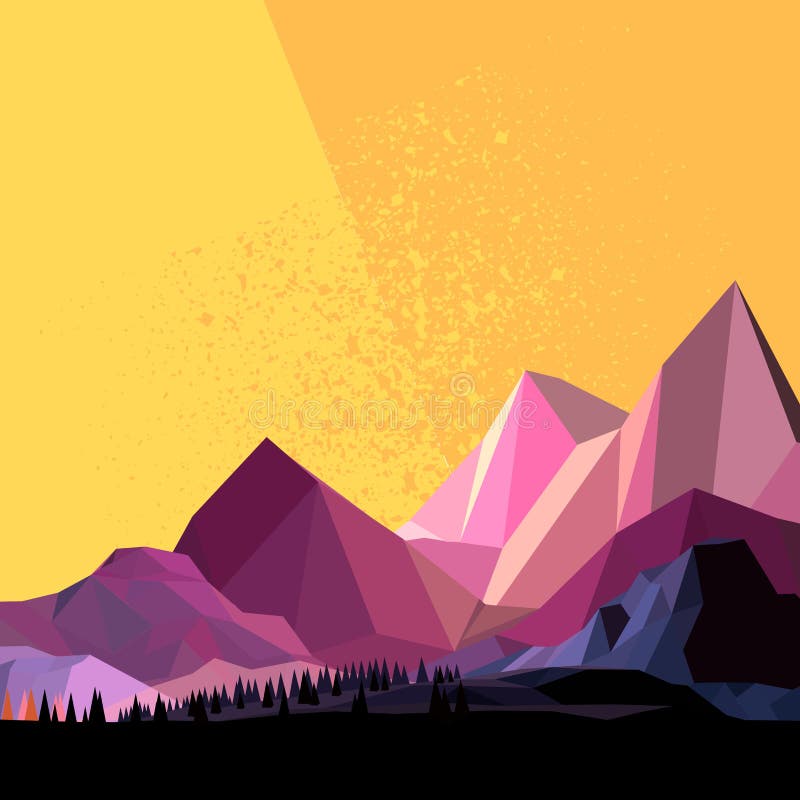 Low Poly Vector Mountain stock vector. Illustration of hand - 45159866