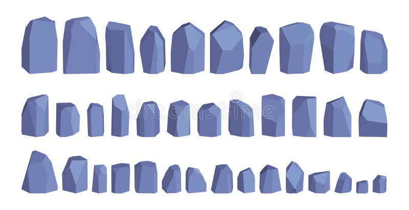 Low Poly Vector Stones Set. Cartoon Gray Boulders Illustration. Stock ...