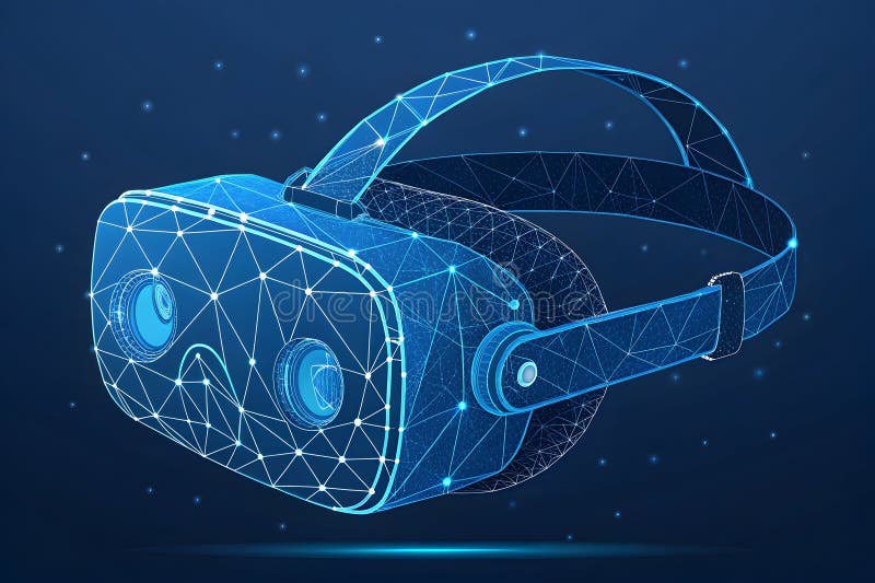 Low Poly Virtual Reality Helmet Blue Futuristic Design Stock Illustration - Illustration of ...