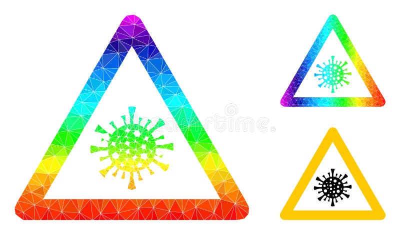Vector Triangle Filled Virus Danger Icon with Spectrum Gradient Stock ...