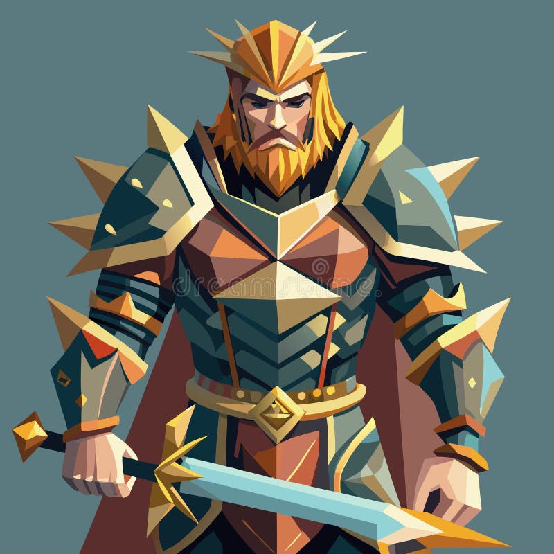 Low-Poly Warrior with Sword Vector Stock Vector - Illustration of ...