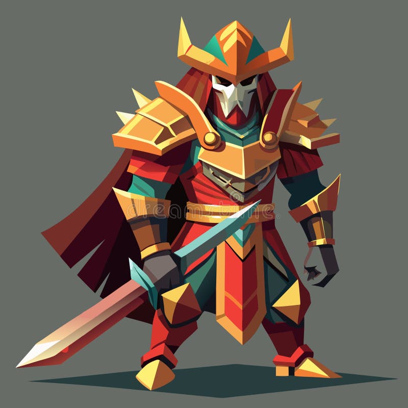 Low-Poly Warrior with Sword Vector Stock Vector - Illustration of ...