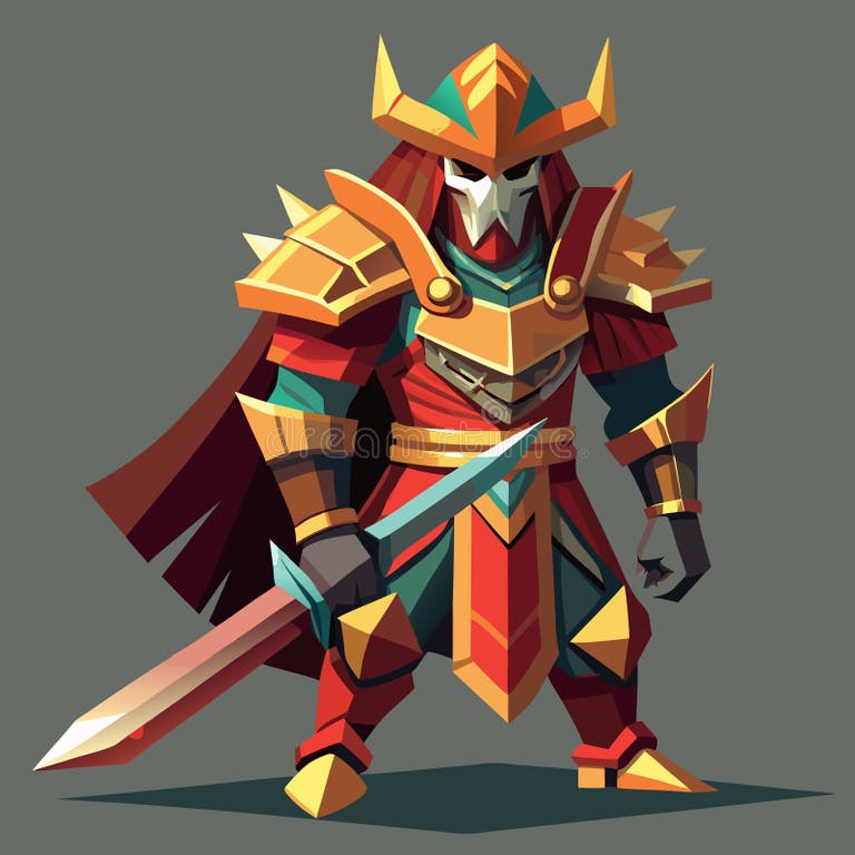 Low-Poly Warrior with Sword Vector Stock Vector - Illustration of ...