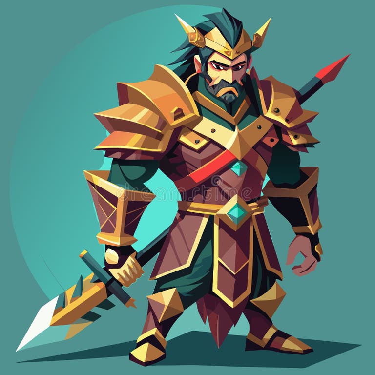 Low-Poly Warrior with Sword Vector Stock Vector - Illustration of ...