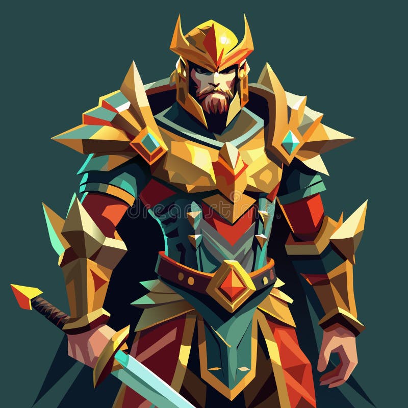 Low-Poly Warrior with Sword Vector Stock Vector - Illustration of ...
