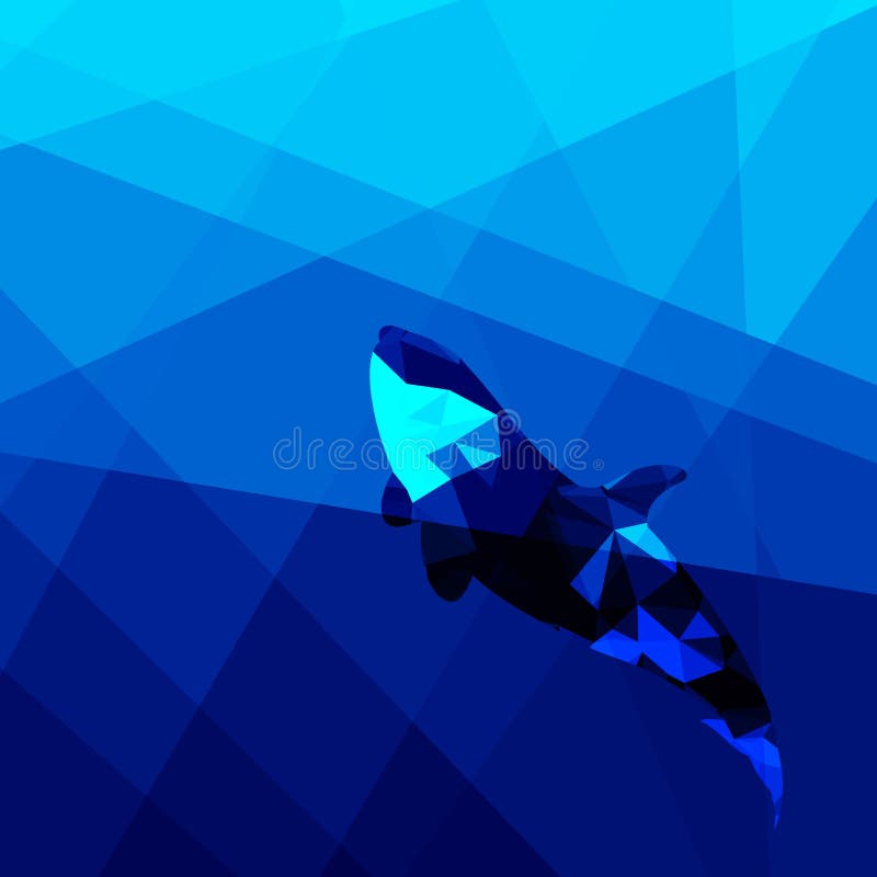 Low Poly Whale Blue on Low Poly Abstract Ocean Background Stock Vector ...