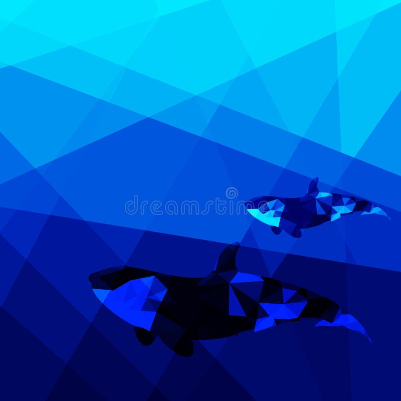 Low Poly Whales Blue Abstract Ocean Stock Vector - Illustration of poly ...