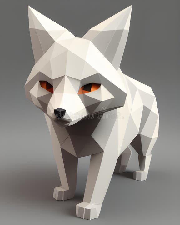 Model of a Low Poly White Fox Stock Illustration - Illustration of ...