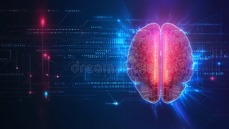 Low Poly Wireframe Brain with Glowing Circuits, Neural Networks, and ...