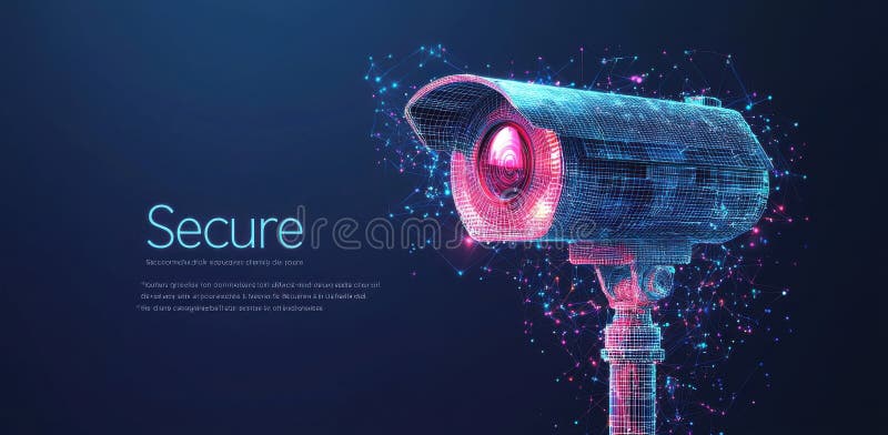 Low Poly Wireframe Cctv Camera Illustrating Digital Security Stock ...