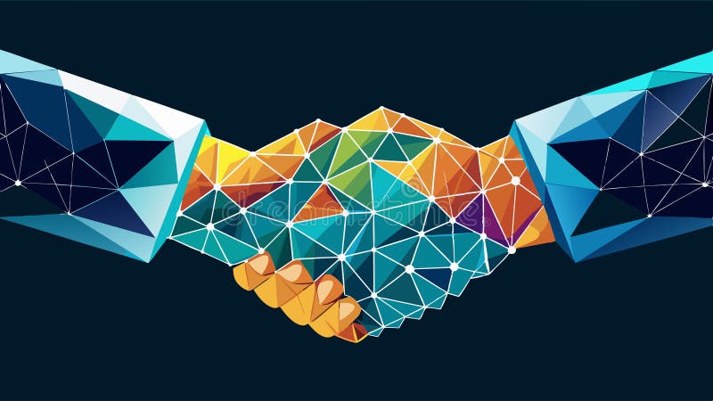Low Poly Wireframe Connected Hands. Handshake of Business Partners ...