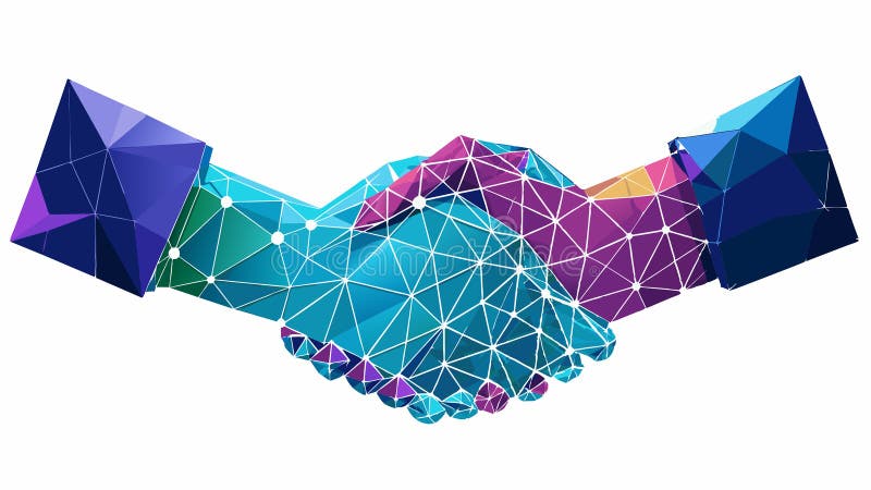 Low Poly Wireframe Connected Hands. Handshake of Business Partners ...