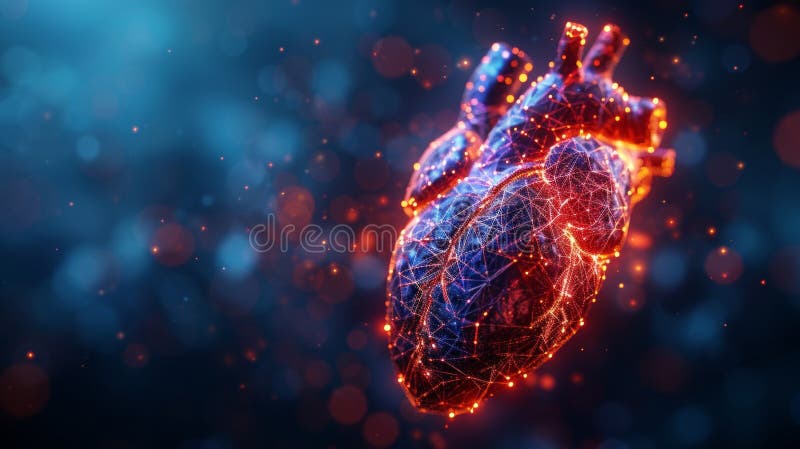 A Low Poly Wireframe Heart. Technology and Innovation in Medicine Stock ...
