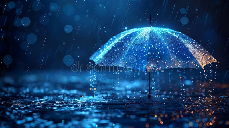 Low Poly Wireframe Umbrella Shield. Protective Shield Isolated on Blue ...