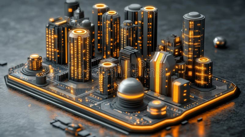 A Low Poly Wireframe of a Wi-Fi Smart City or Network, Featuring a ...