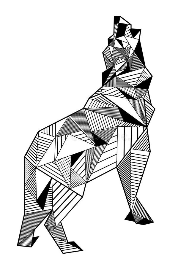 Low poly wolf drawing. stock vector. Illustration of texture - 138749248