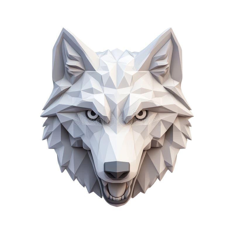 Low Poly Wolf Head, Geometric Animal Portrait, 3D Render Stock Illustration - Illustration of ...