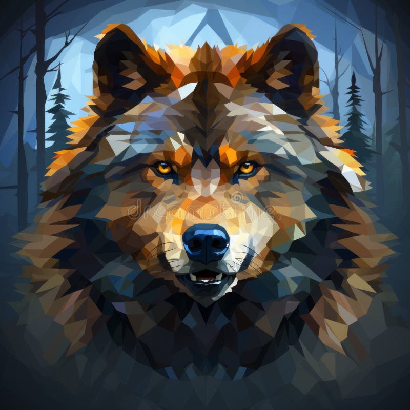 Low poly wolf drawing. stock vector. Illustration of texture - 138749248