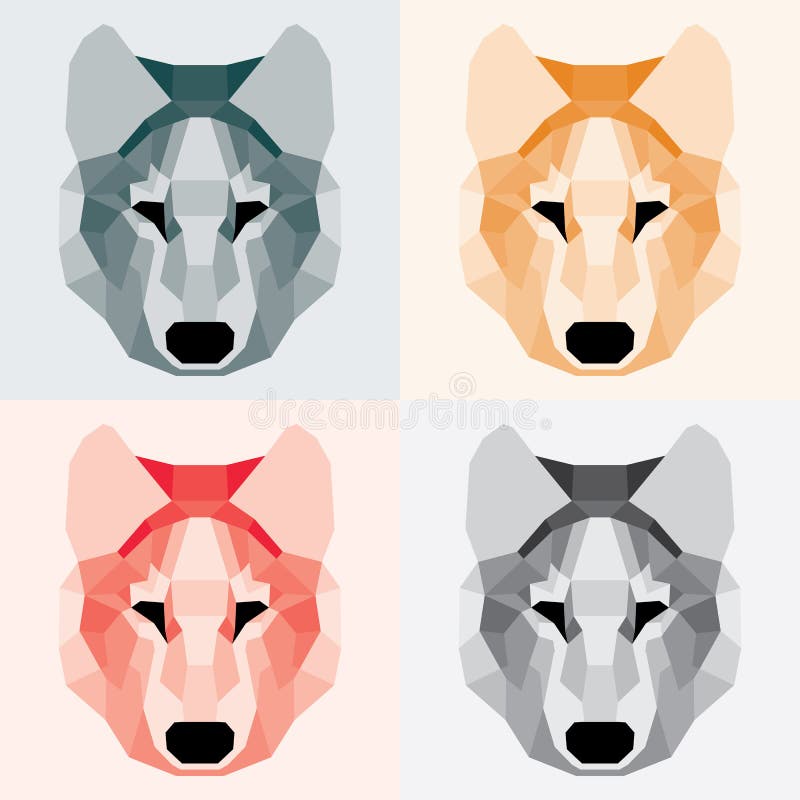 Low poly wolves set stock vector. Illustration of drawing - 75278675