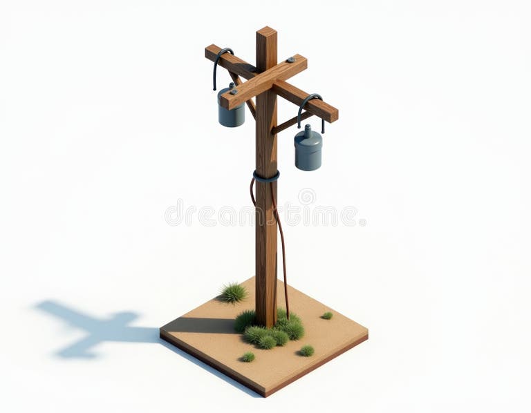 Low-poly Wooden Utility Pole in Desert Setting Stock Illustration ...