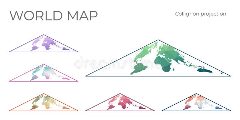 Low Poly World Map Set. stock vector. Illustration of landmark - 173608741