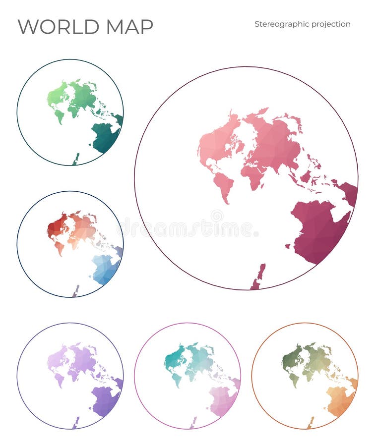 Low Poly World Map Set. stock vector. Illustration of geometric - 173947746